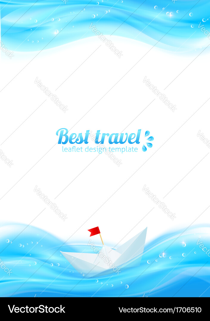 Abstract realistic water with paper boat Vector Image