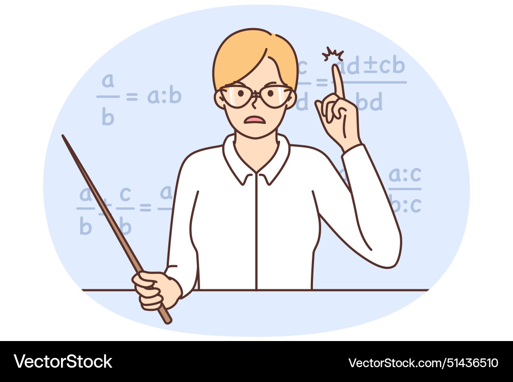 Angry teacher scolding in classroom Royalty Free Vector