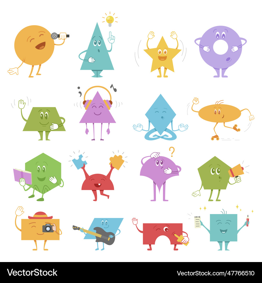 Geometric shape funny characters emoji – Royalty-Free Vector | VectorStock