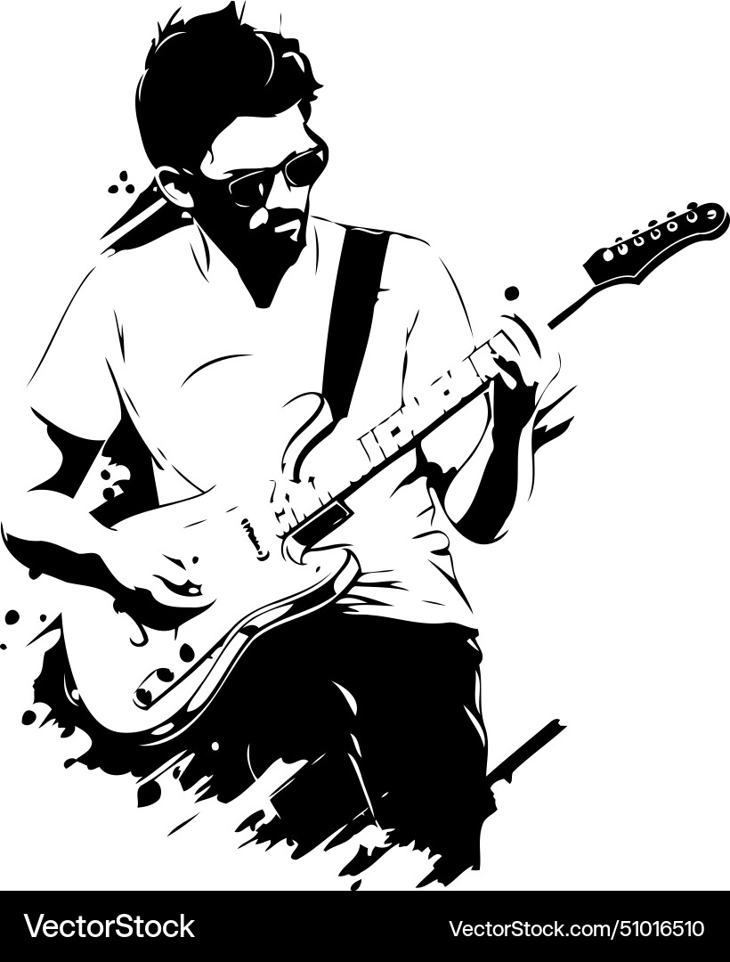 Grunge Guitar Player Royalty Free Vector Image