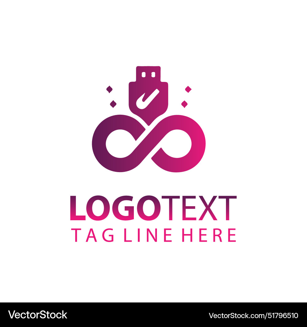 Infinity usb plug logo Royalty Free Vector Image