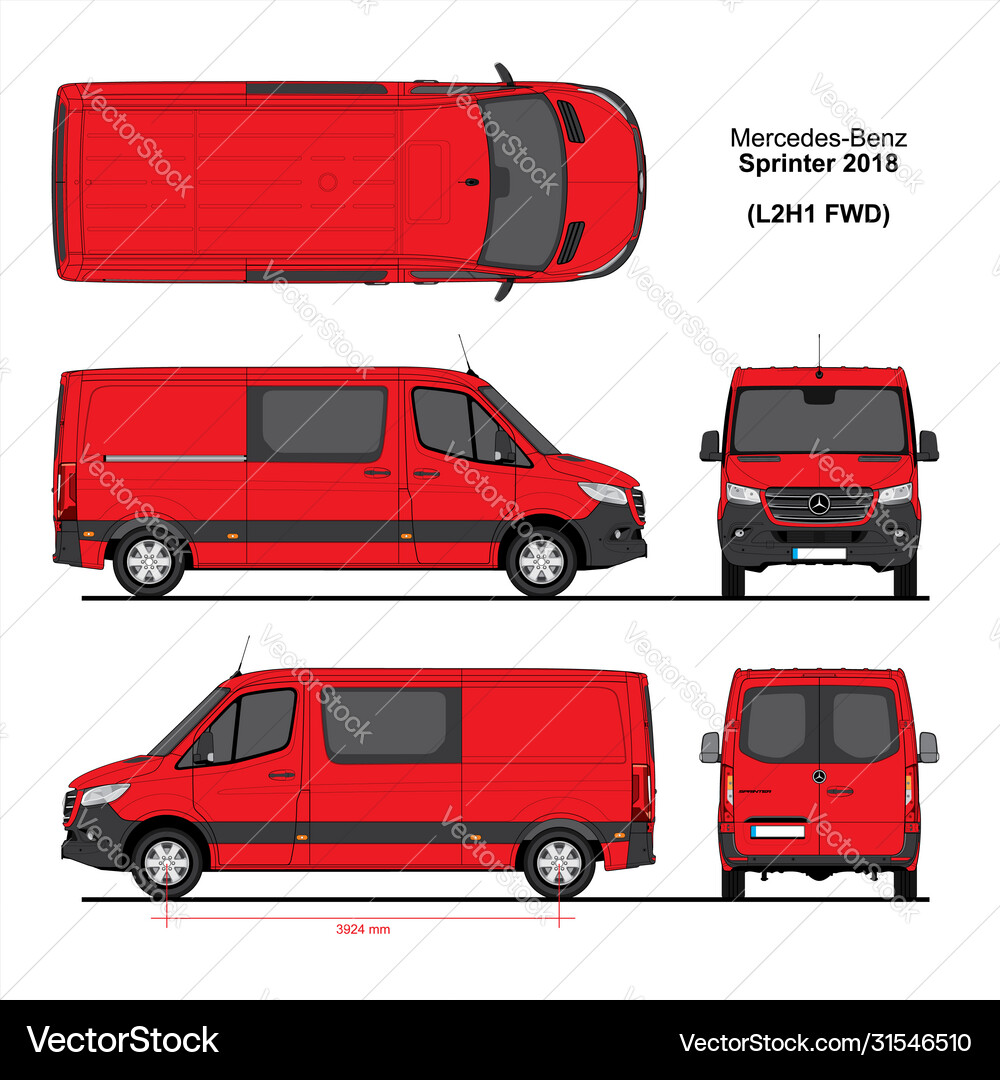 Mercedes sprinter combi van l2h1 fwd 2018 Vector Image