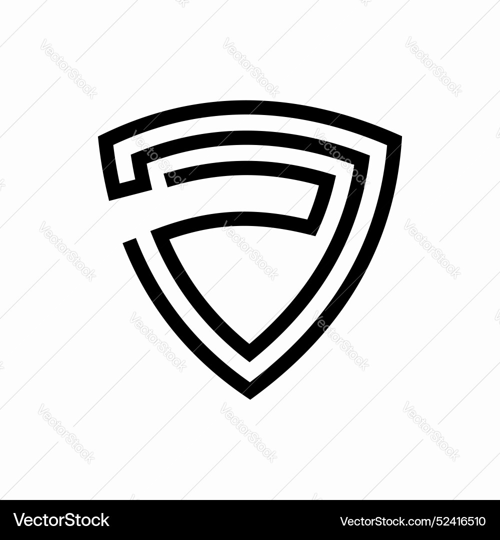 Minimalist shield and initial p logo design Vector Image