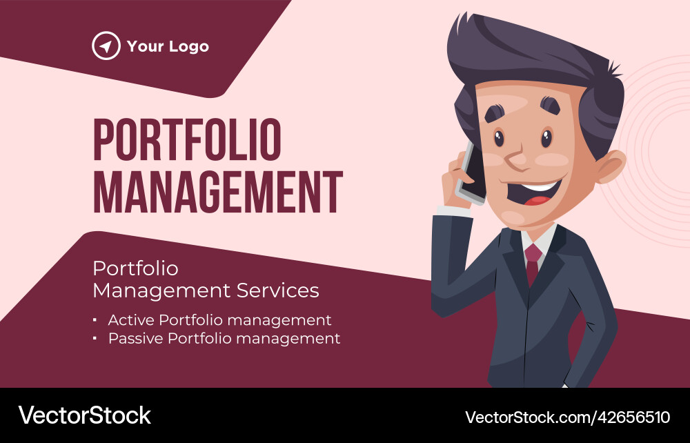 Portfolio management services landscape banner Vector Image