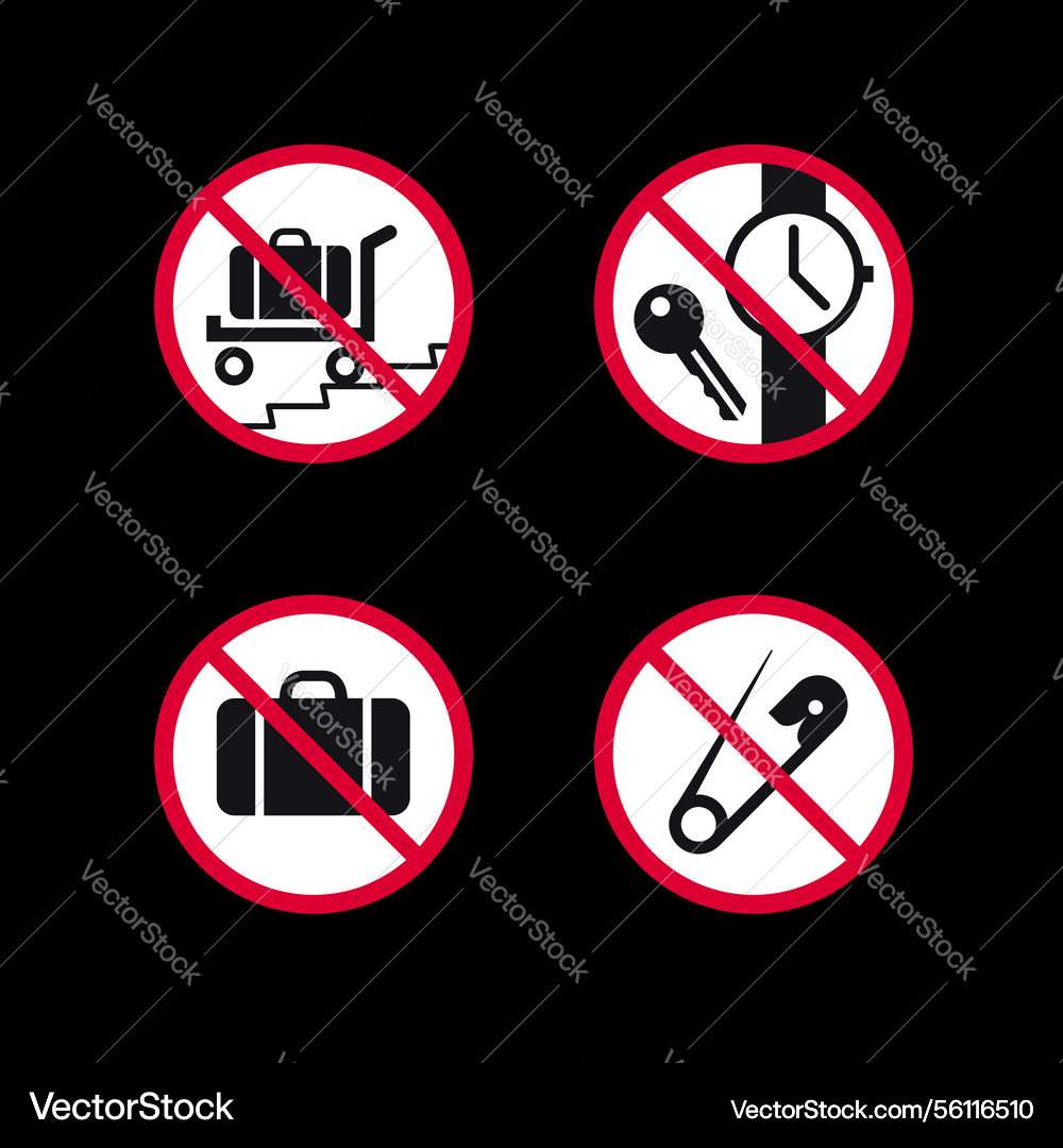 Prohibited signs forbidden round stickers set Vector Image
