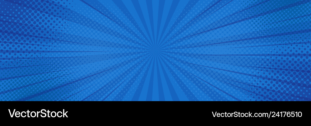 Vintage pop art blue background banner Royalty Free Vector