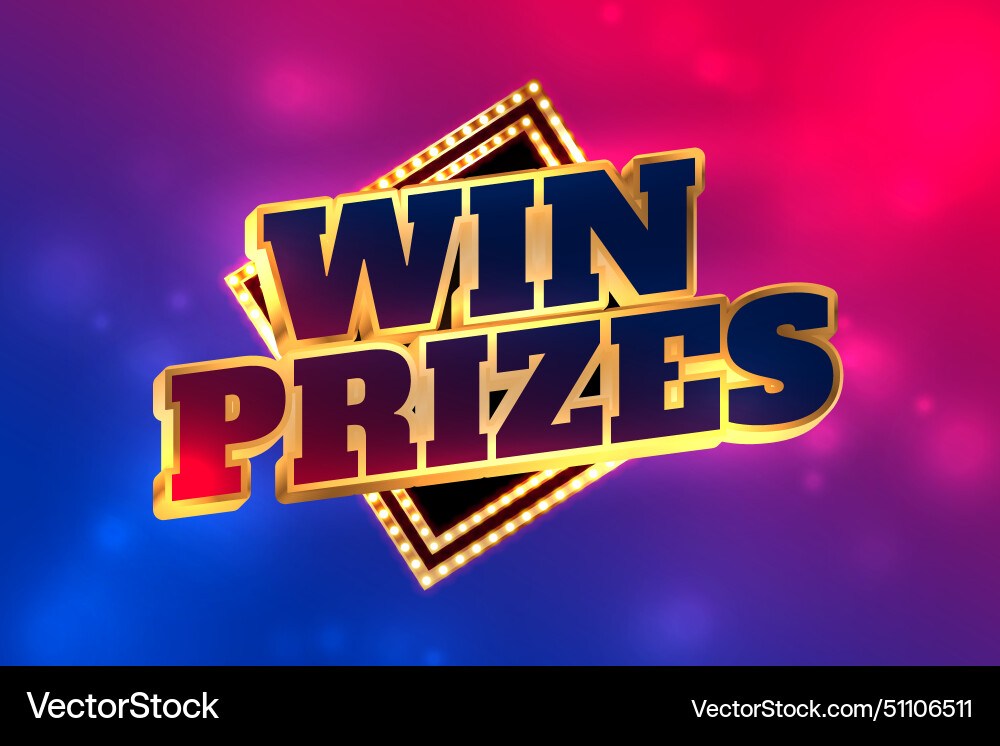 3d style win prizes and bonus celebration banner Vector Image