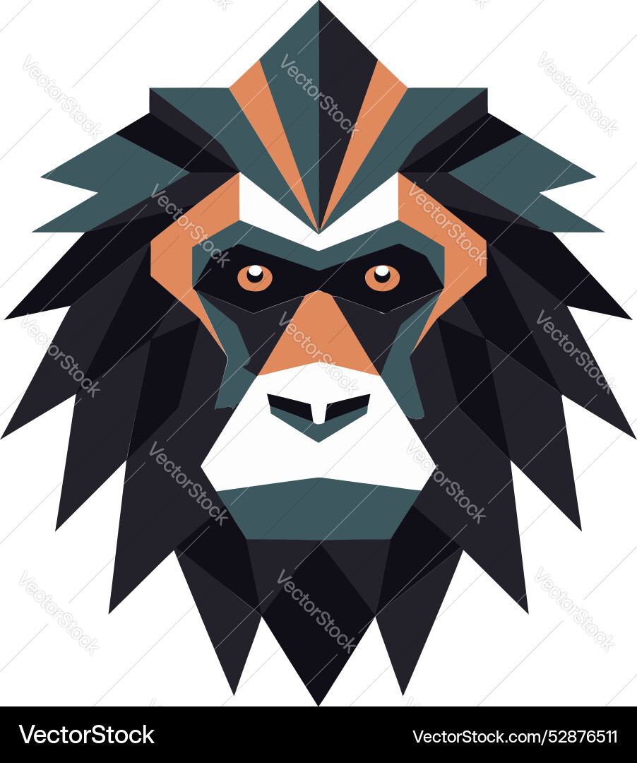 Baboon crowned badge sovereignty icon Royalty Free Vector