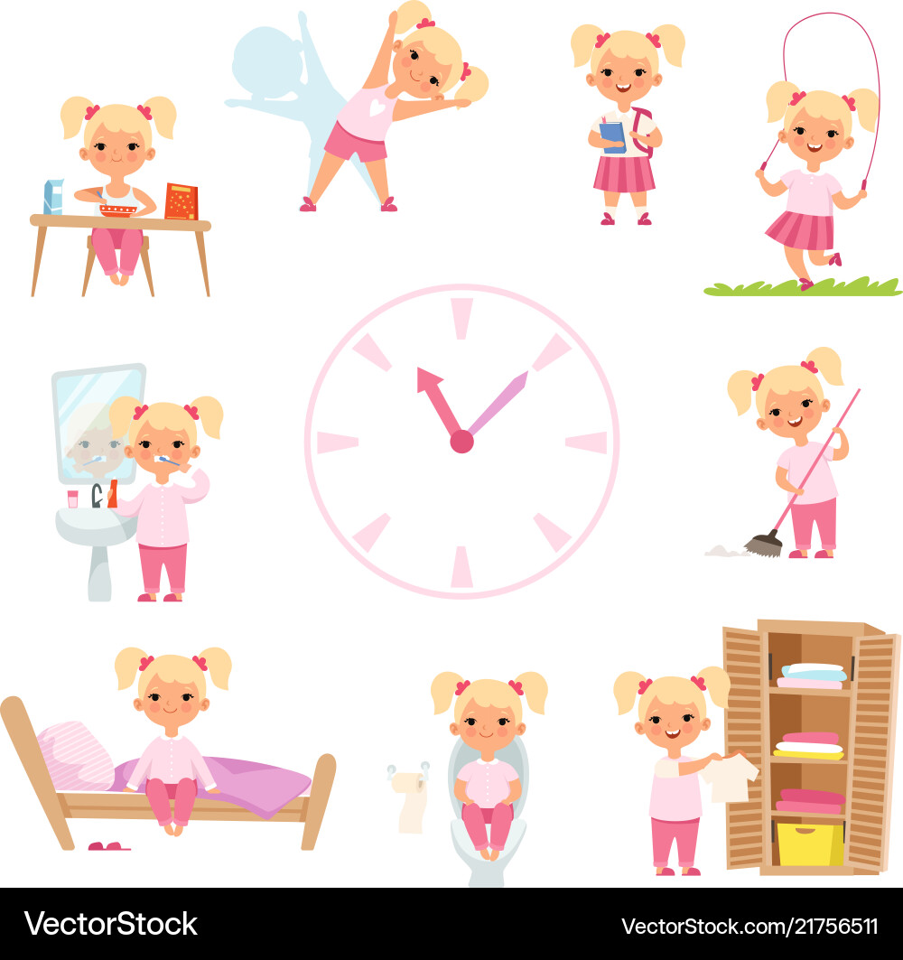 Children's Daily Routine - Kids Activities Vector Image