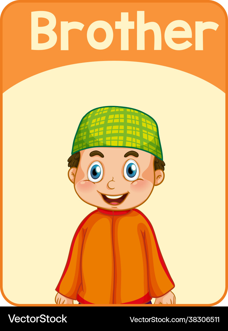 Educational english word card brother Royalty Free Vector
