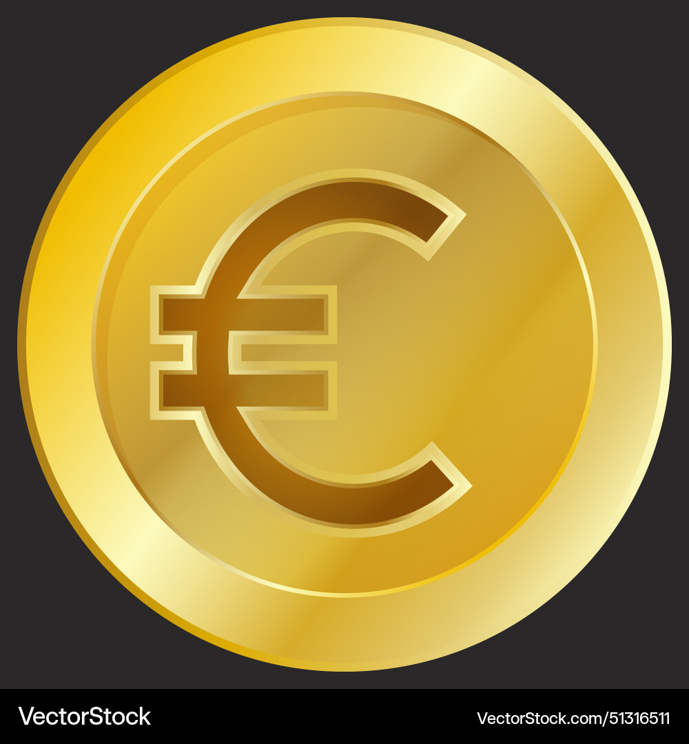 Gold coin with euro symbol Royalty Free Vector Image