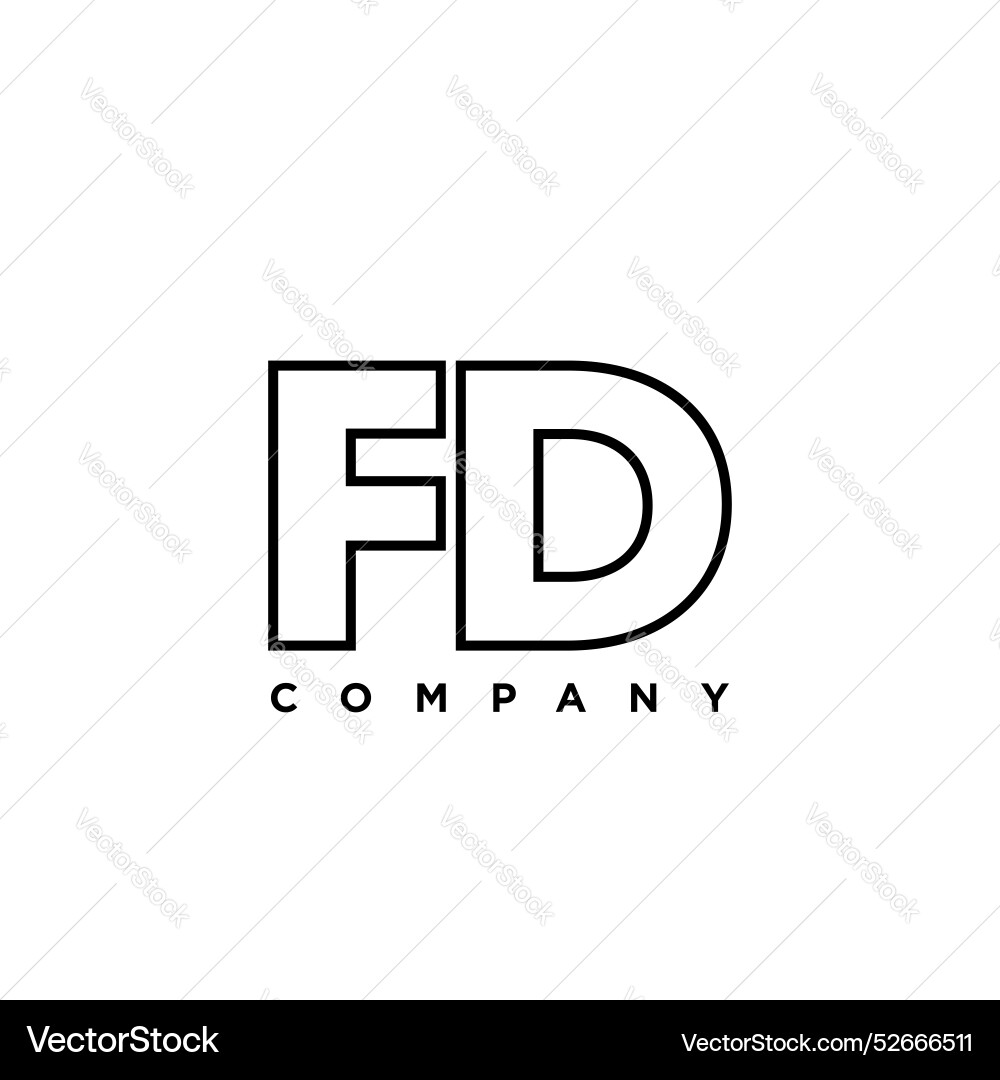 Letter f and d fd logo design template minimal Vector Image