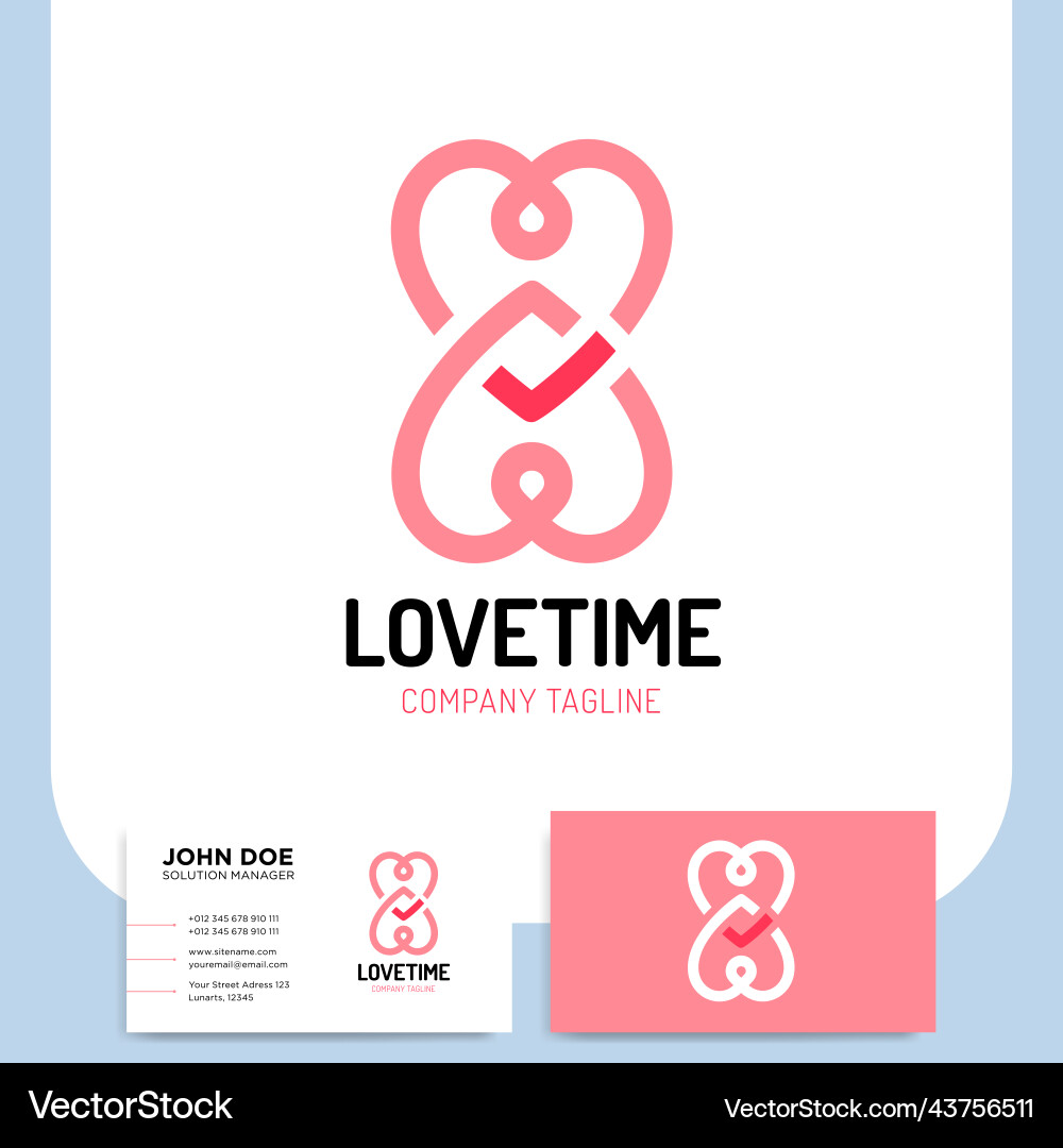 Liebe Logo Herzen Zeit und Unendlichkeit Symbole Vektorbild