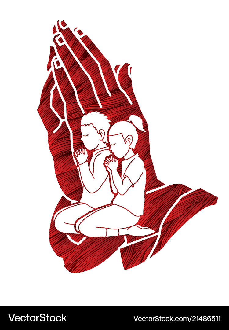 Prayer christian praying together Royalty Free Vector Image