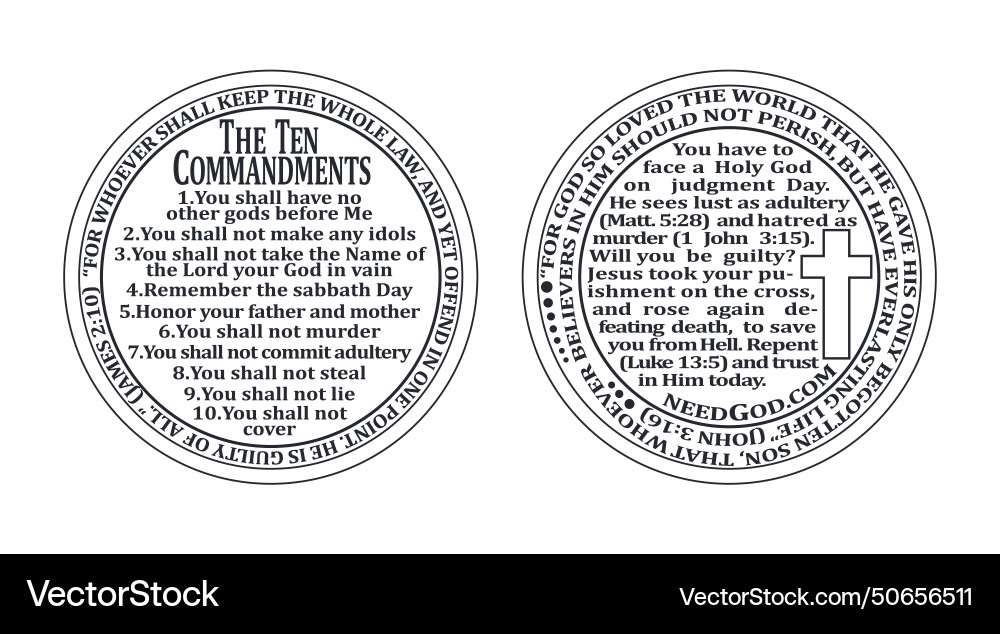 Two sides ten commandments coin Royalty Free Vector Image