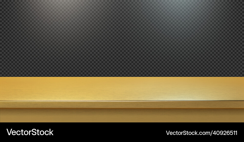 Yellow gold steel countertop empty shelf Vector Image