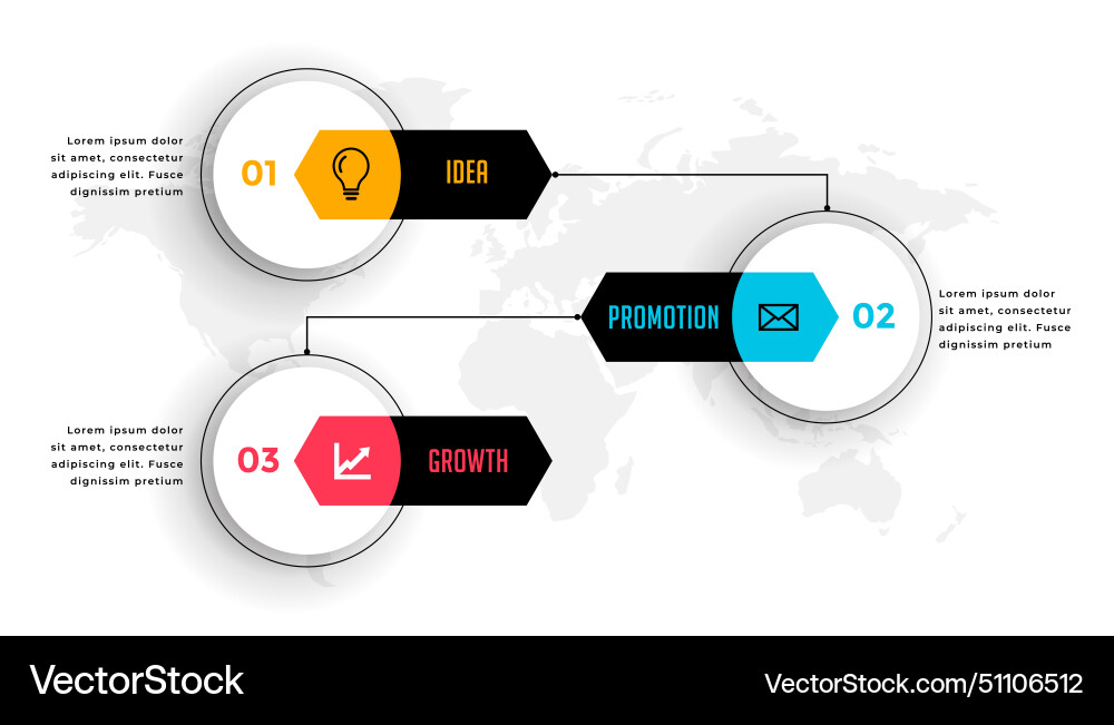 3 step infographic data workflow template Vector Image
