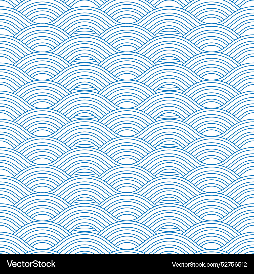 Blue japanese wave pattern background Royalty Free Vector