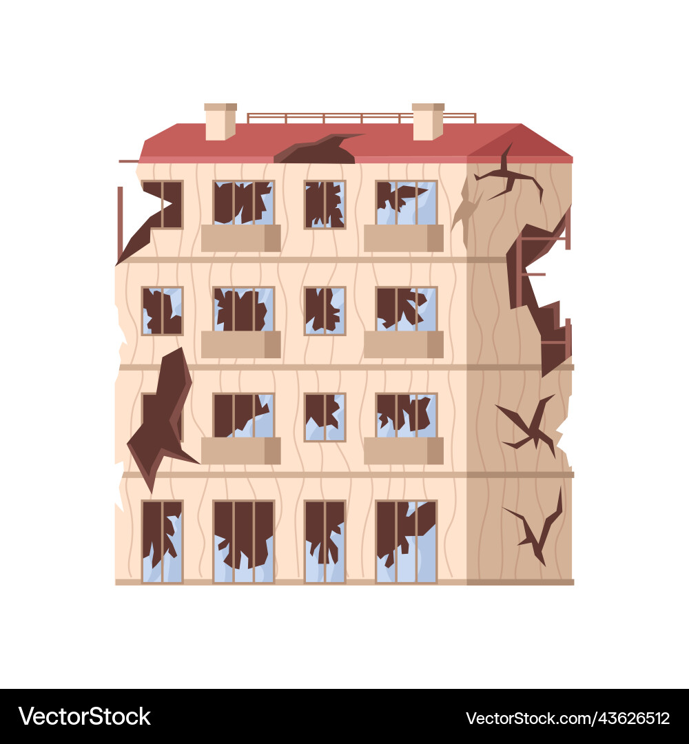 Destroyed demolished building Royalty Free Vector Image