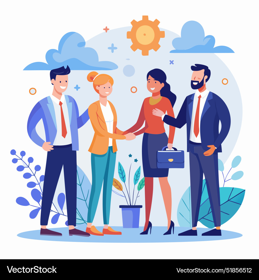 Diverse team collaboration in business setting Vector Image
