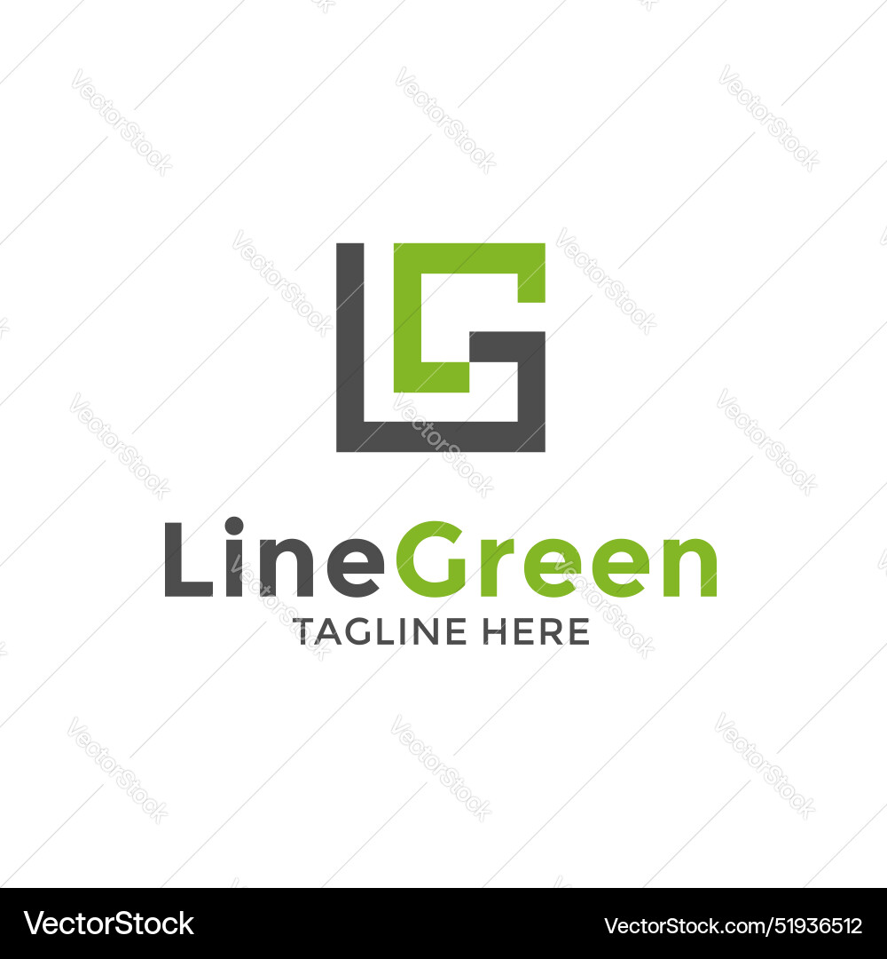 Line green geometric logo design Royalty Free Vector Image