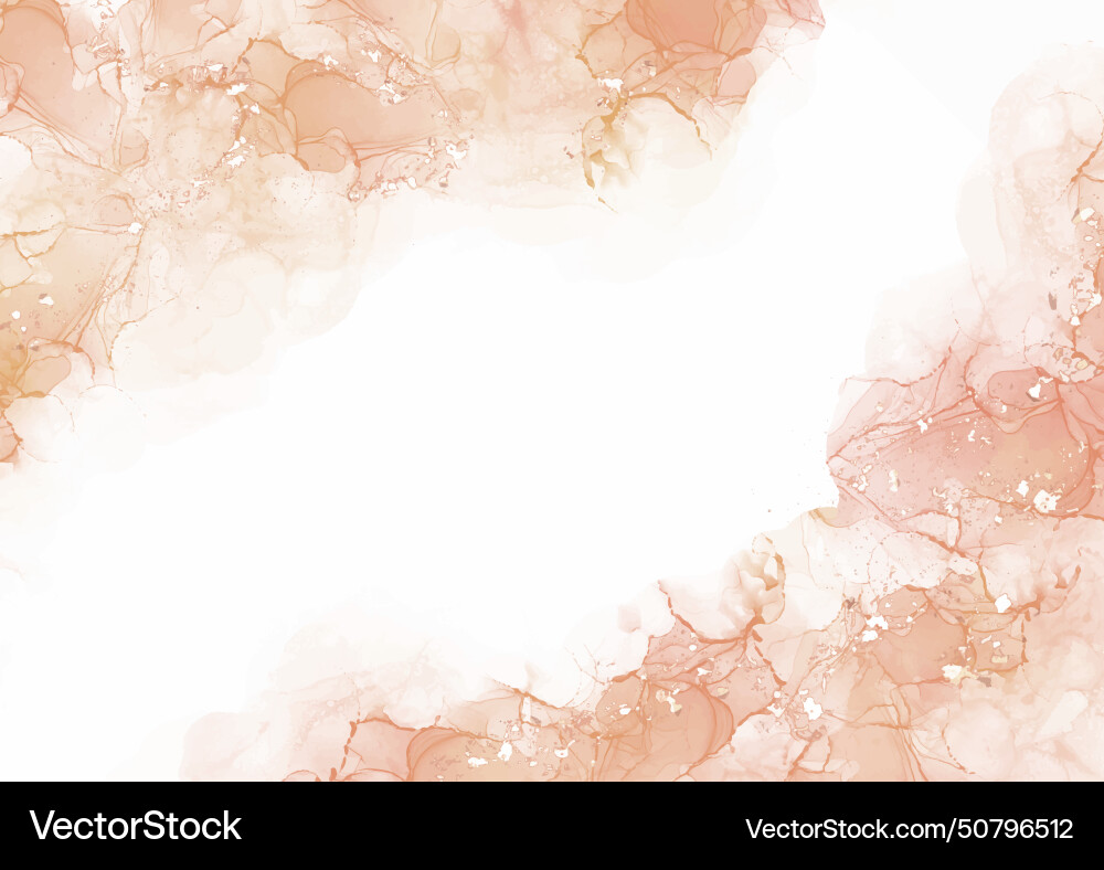 Rose gold alcohol ink background with glitter Vector Image