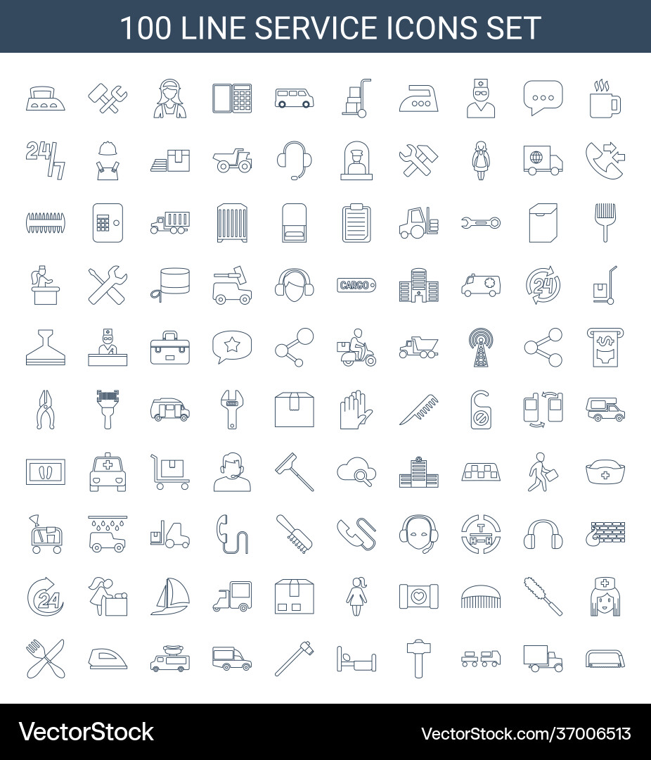 100 service icons Royalty Free Vector Image - VectorStock