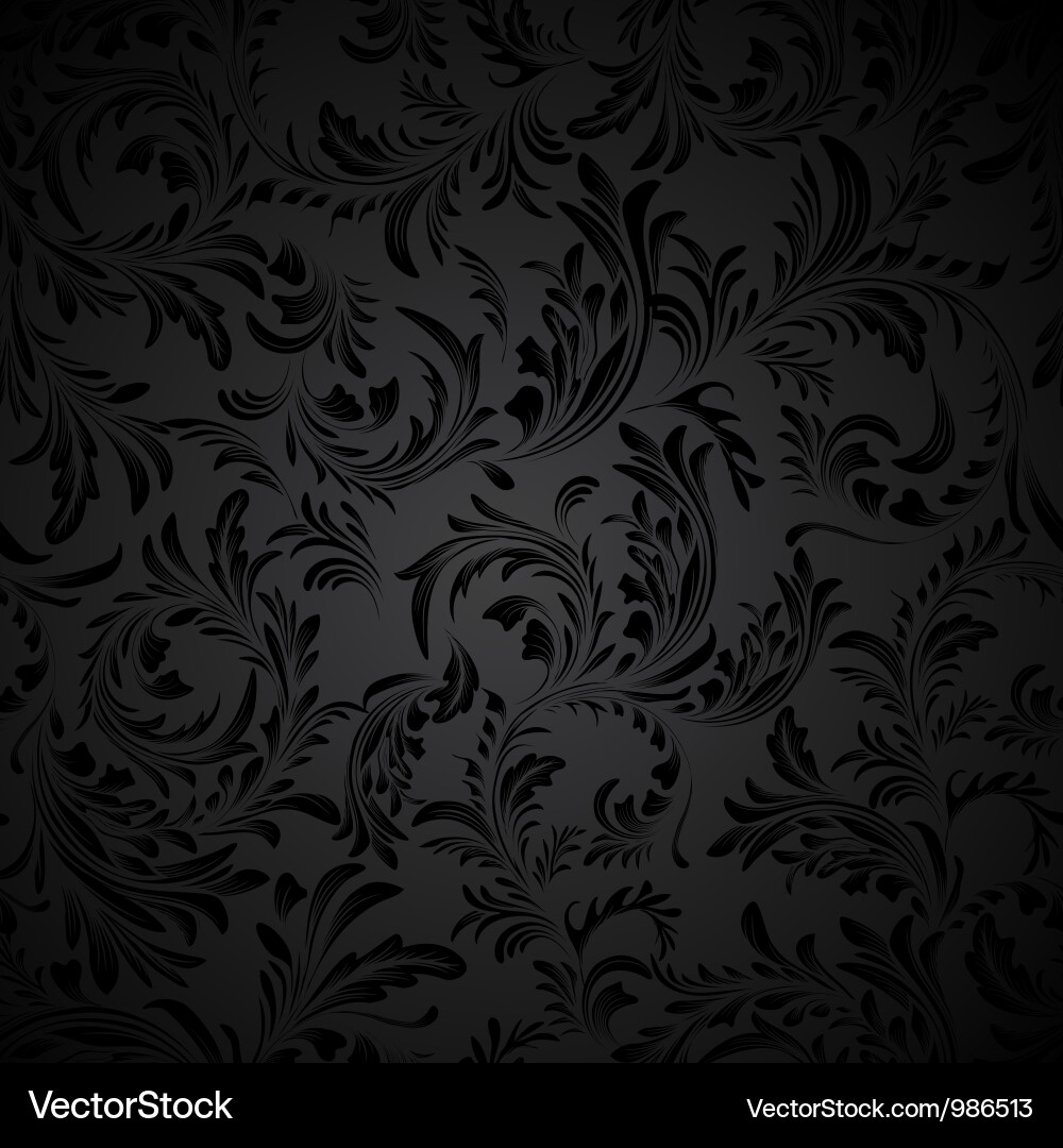 Black seamless floral pattern Royalty Free Vector Image
