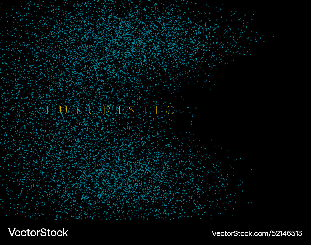 Blue small shiny particles on black abstract Vector Image