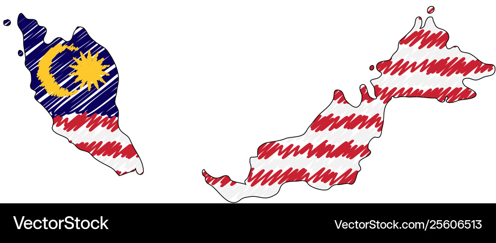 Malaysia map hand drawn sketch concept Royalty Free Vector