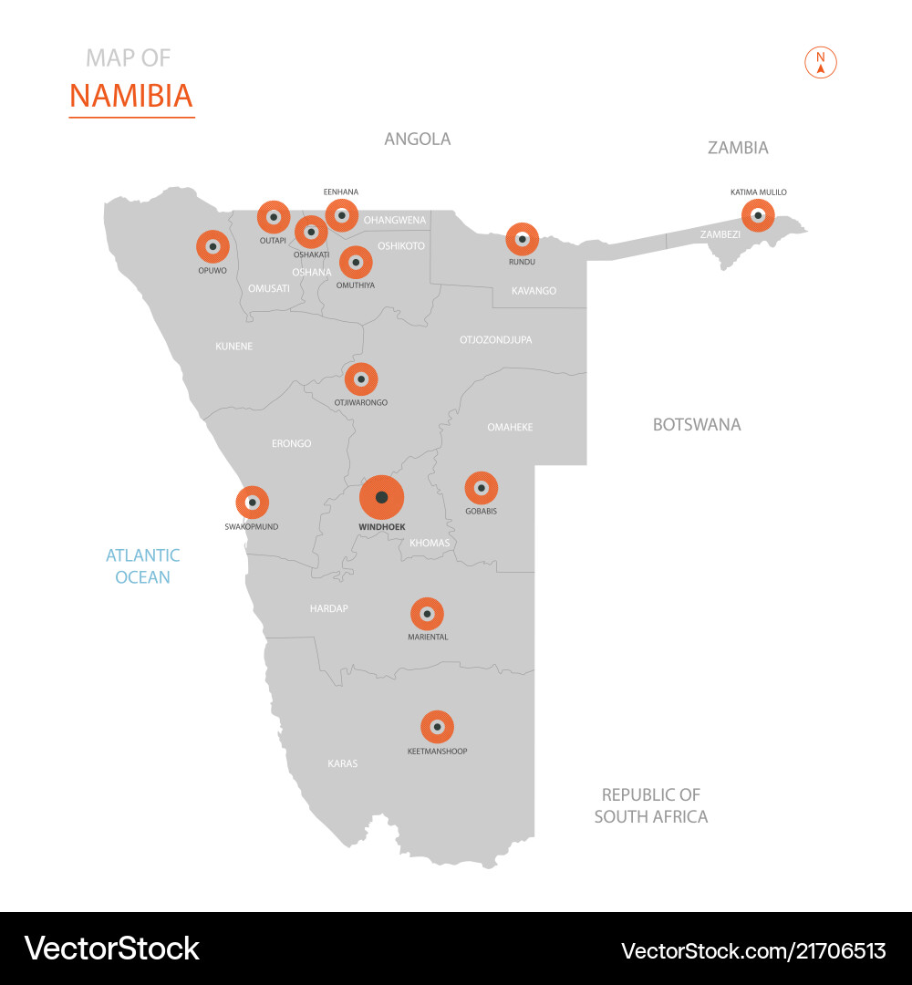 Namibia map with administrative divisions Vector Image