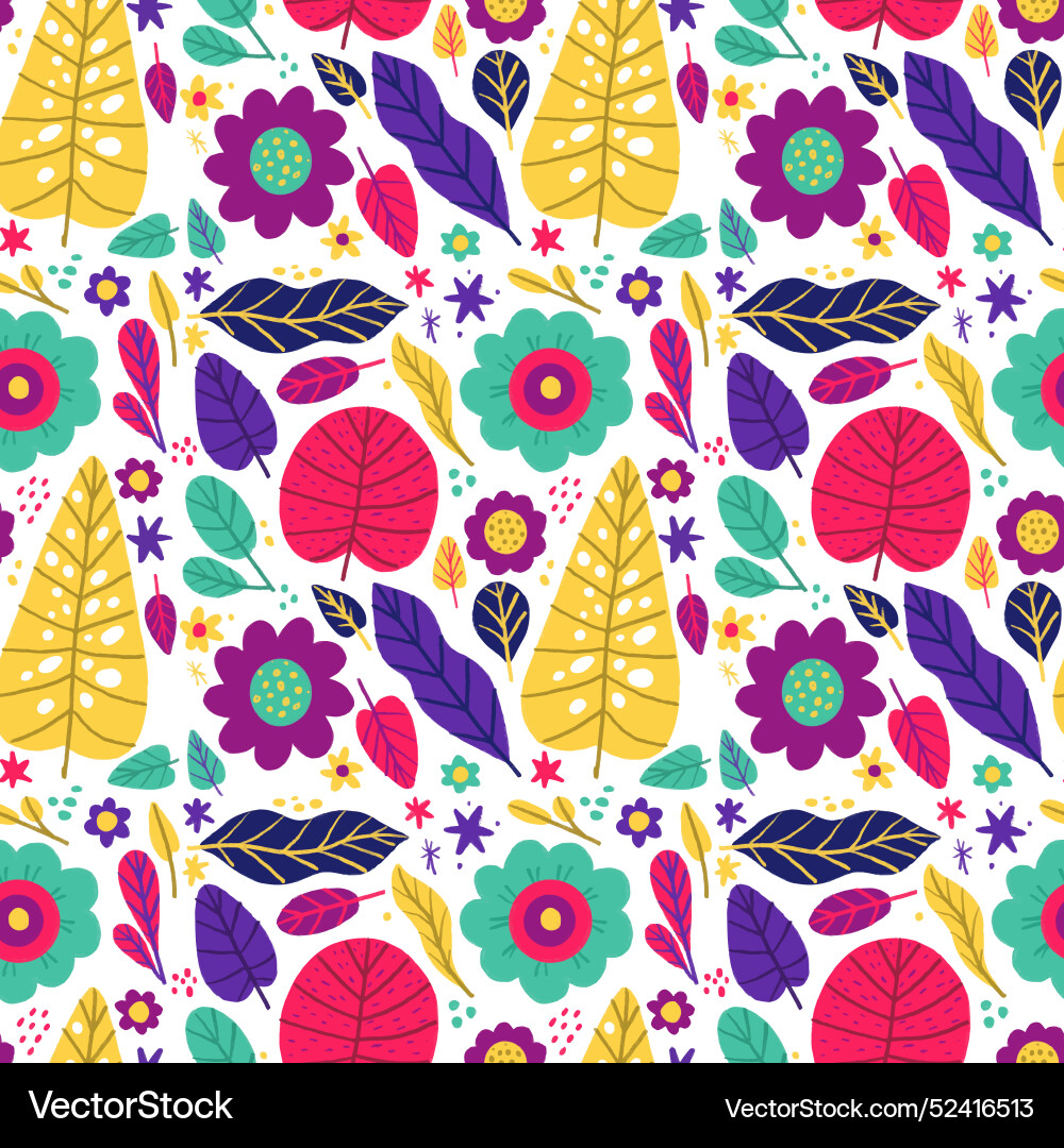 Nature pattern with flowers Royalty Free Vector Image