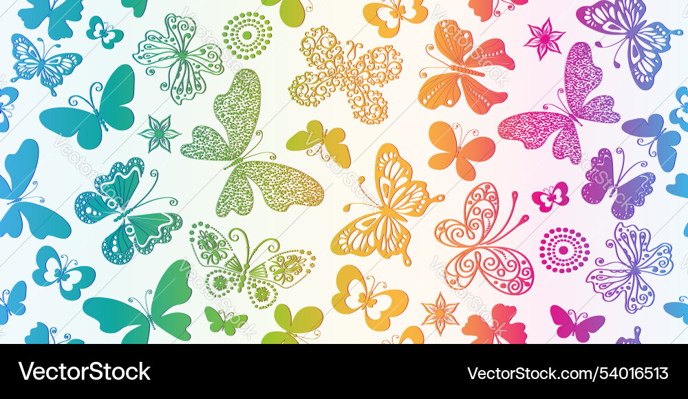 Vivid seamless hand drawn floral rainbow pattern Vector Image