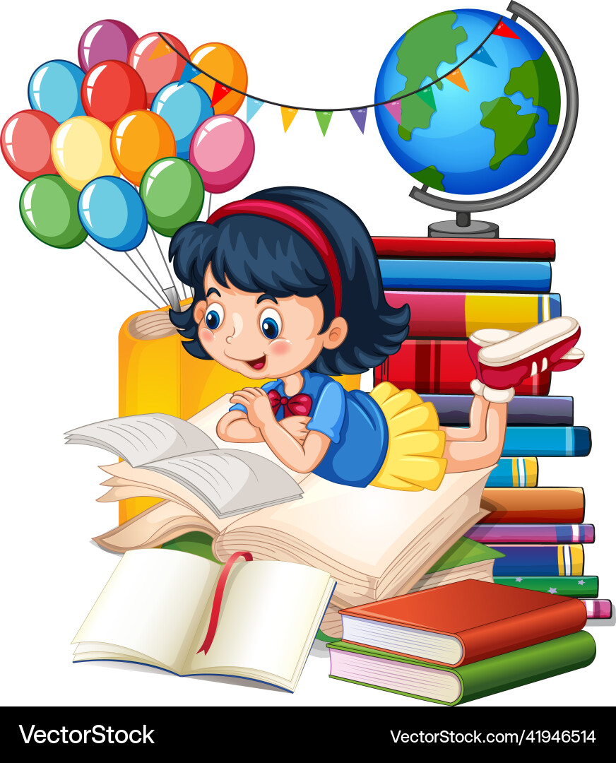 Girl Reading Books Clip Art Clipart Girl Reading Vector Images (over