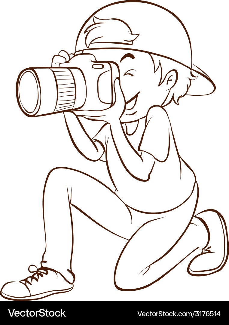 A plain drawing of photographer Royalty Free Vector Image