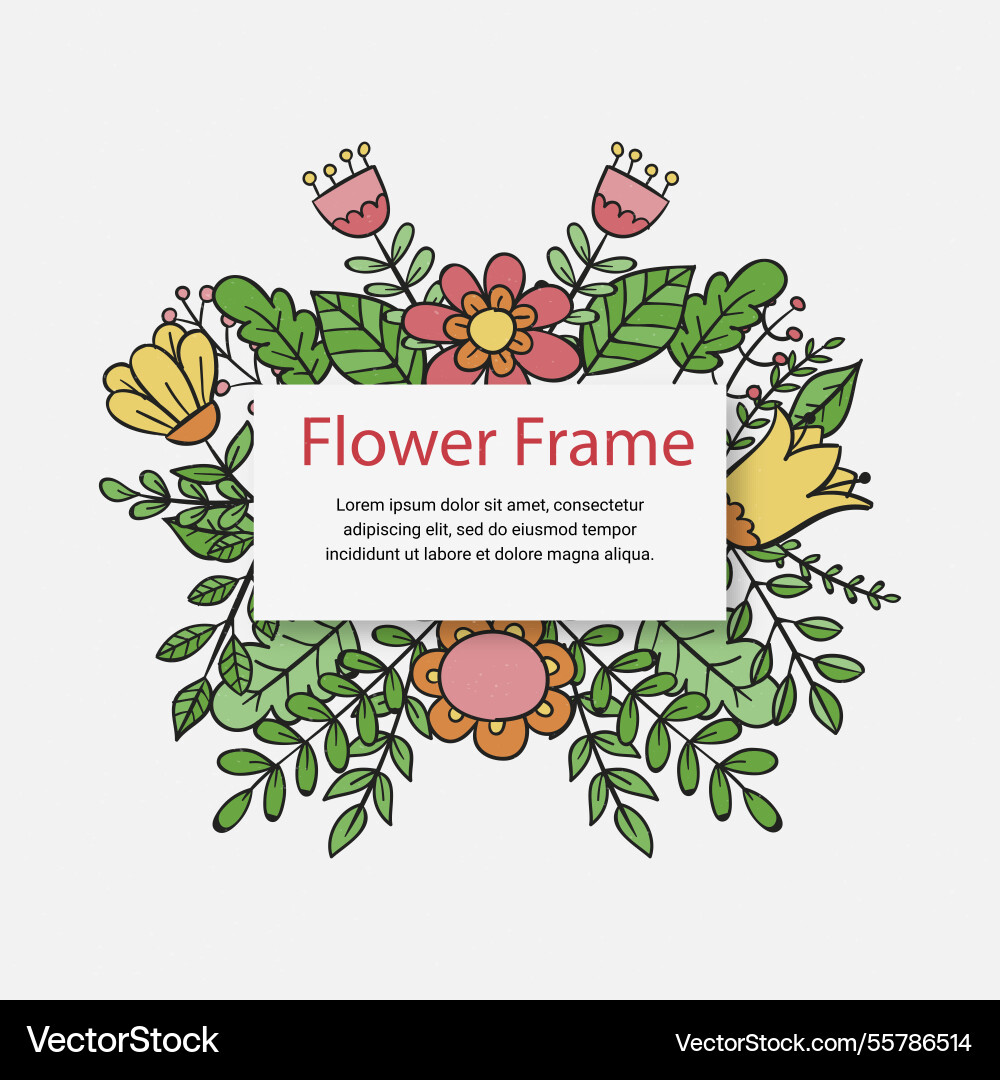 Beautiful hand drawn floral frame background Vector Image