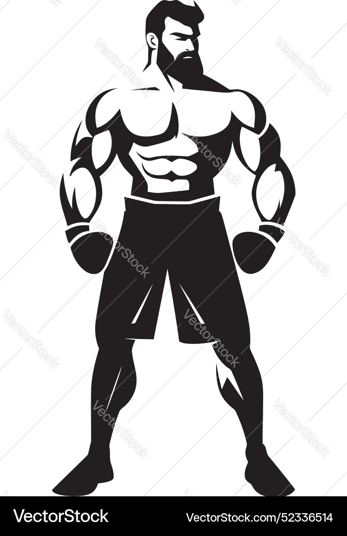 Boxing force boxer man emblem smash champ black Vector Image