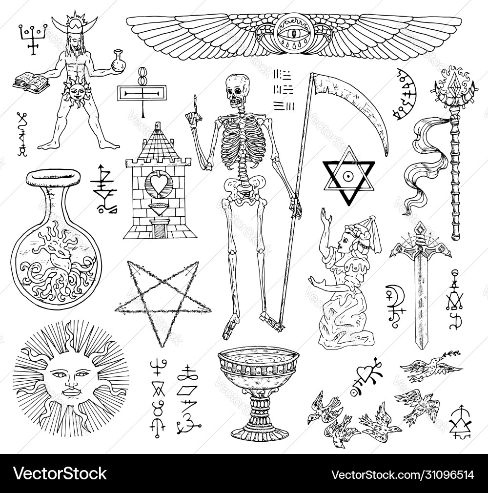 Design set with mystic objects Royalty Free Vector Image