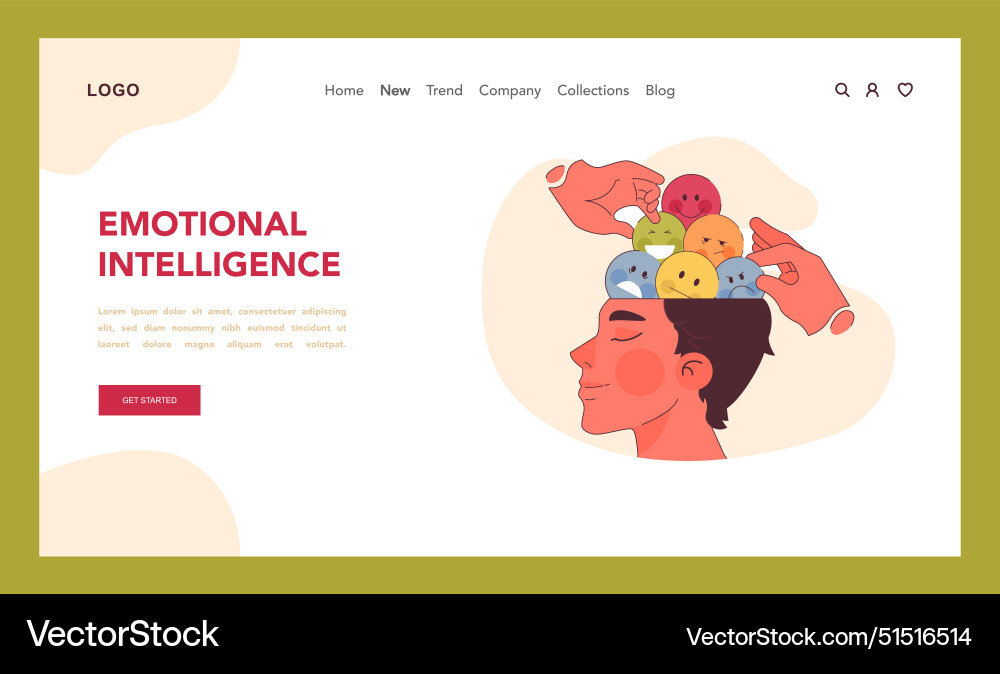 Emotional intelligence concept flat Royalty Free Vector