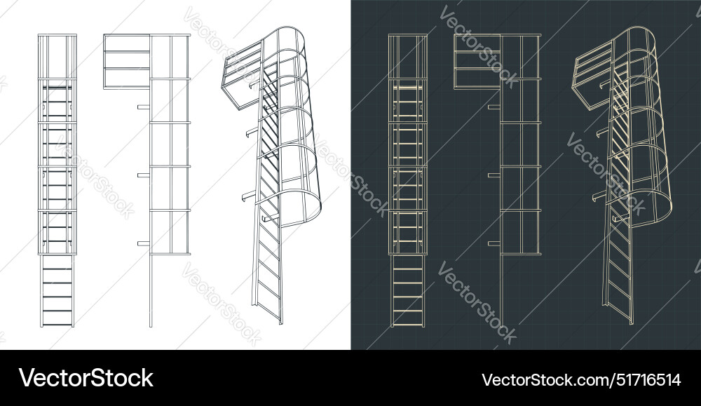 Fire escape blueprints Royalty Free Vector Image