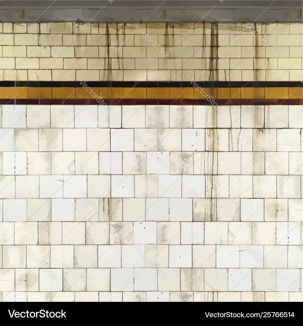 Grunge tiled subway wall background Royalty Free Vector