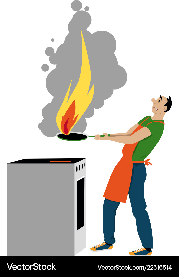 Kitchen fire hazard Royalty Free Vector Image - VectorStock