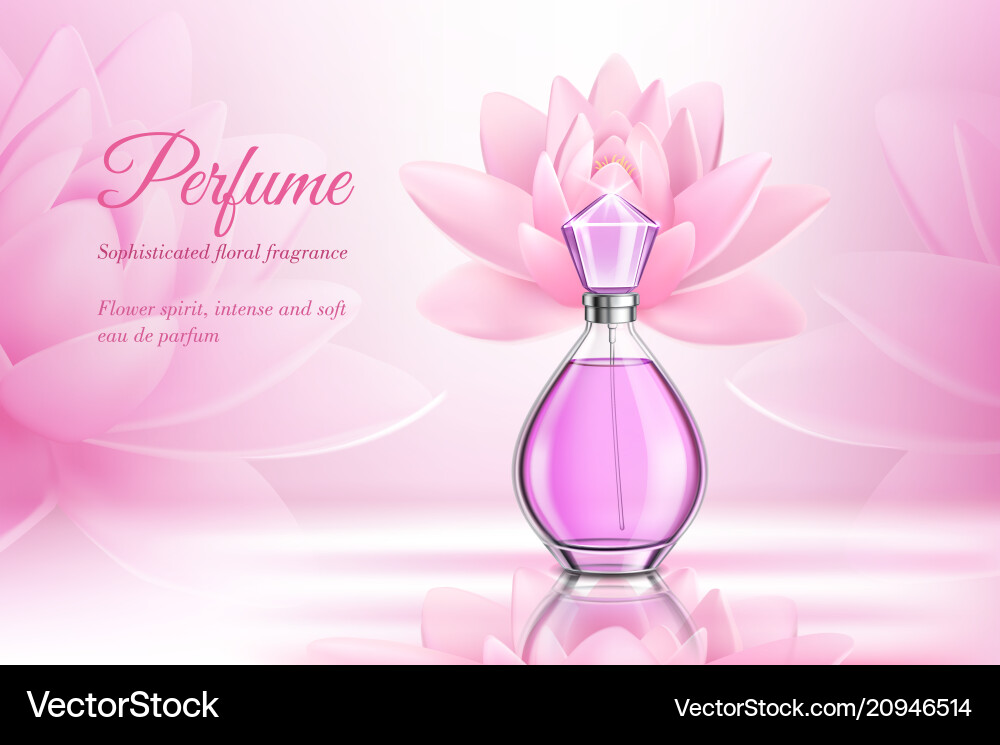 Perfume product rose composition Royalty Free Vector Image