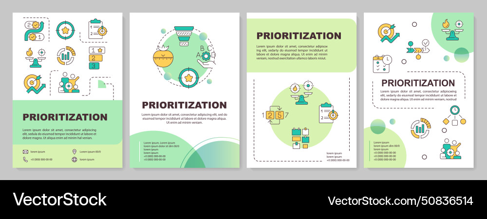Prioritization blue and yellow brochure template Vector Image
