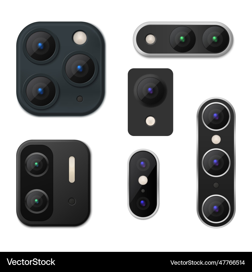 Smartphone back camera different electronic Vector Image