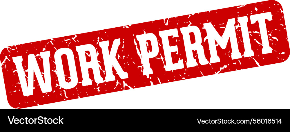Work permit rectangular sign stamp Royalty Free Vector Image