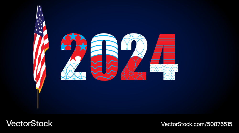 2024 stylish text with flag background Royalty Free Vector