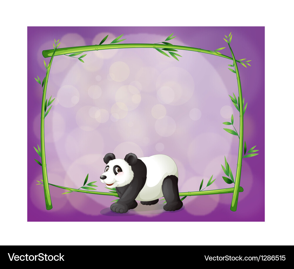 A panda in front of bamboo frame Royalty Free Vector Image