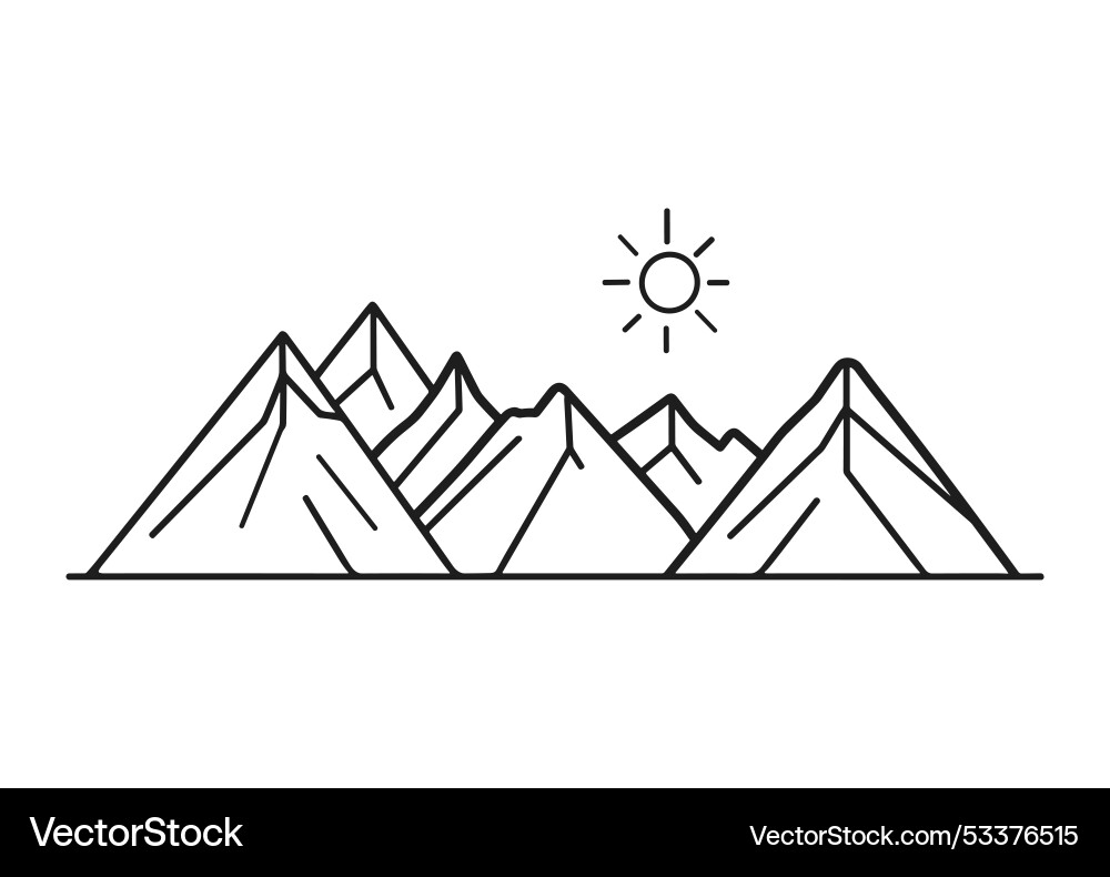 Line art mountain icon style Royalty Free Vector Image