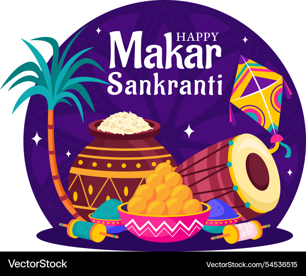 Makar sankranti translation the harvest festival Vector Image